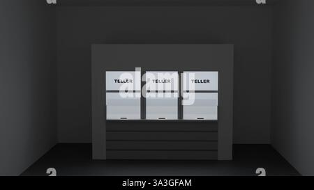 3D model of a cashier's cabin indoors, cash area in a bank, banking ...