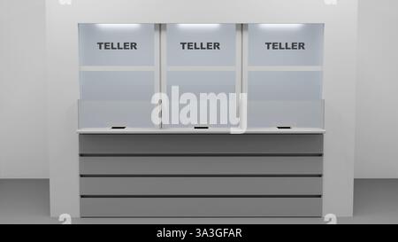 3D model of a cashier's cabin indoors, cash area in a bank, banking ...