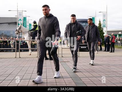Rangers players arrive ahead of the William Hill Premiership match at ...