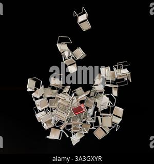 falling chairs isolated on black background 3d illustration Stock Photo ...