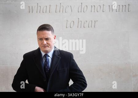 Health Secretary Wes Streeting outside BBC Broadcasting House in London ...