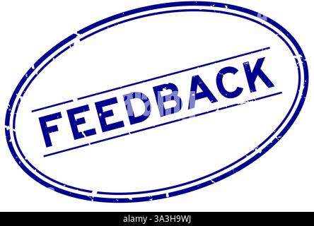 Grunge blue feedback word oval rubber seal stamp on white background ...