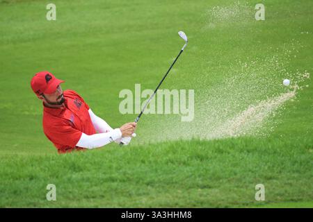 Abraham Ancer of Fireballs GC hits his shot on the seventh hole during ...