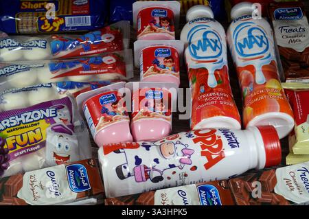 Cairo, Egypt, March 5 2025: Danone max Strawberry and peach, Yogurt ...
