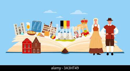 Travel to Belgium infographic set with culture elements and food ...