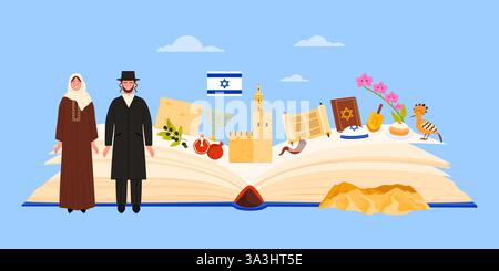 Torah study isolated cartoon vector illustration. Jewish children ...