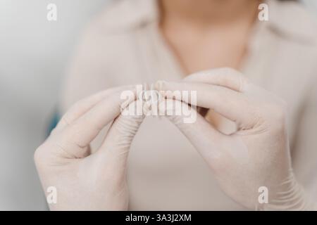 Nasal splints are installed in the nose during septoplasty to correct ...