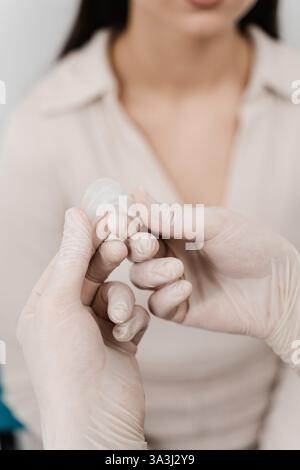 Nasal splints are installed in the nose during septoplasty to correct ...