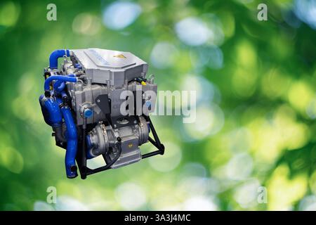 Hydrogen Fuel Cell engine on a gray background Stock Photo - Alamy