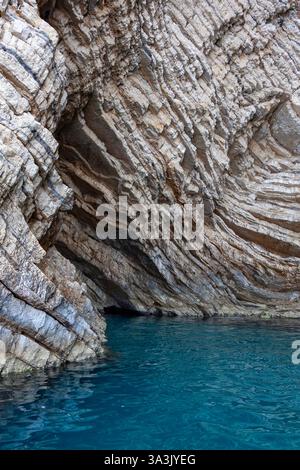 Mediterranean sea. Sea caves near Paleokastritsa, Corfu island. Greece ...