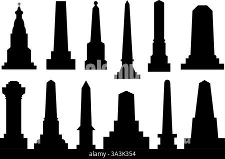 Collection of different obelisks isolated on white Stock Vector Image ...