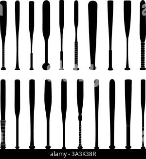 Collage of different baseball bats isolated on white background Stock ...