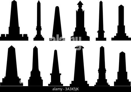 Illustration of different obelisks isolated on white Stock Vector Image ...