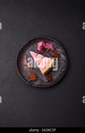 Valentine's cheesecake with berries and the hearts Stock Photo - Alamy