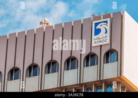 ADNOC headquarters, featuring architectural details, corporate logo ...