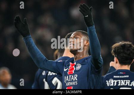 Nuno MENDES of PSG celebrates his goal during the French championship ...