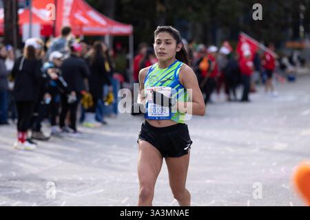 Top runners at the 2025 Los Angeles Marathon, passing mile 20 Stock ...