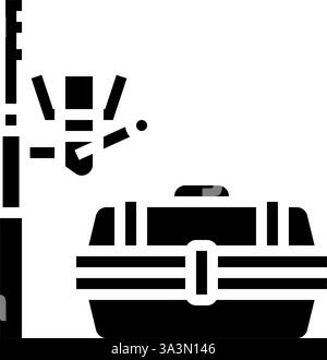 fishing rod and tackle box redneck color icon vector illustration Stock ...