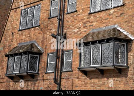 Leaded light Bay Windows. House exterior, England, UK Stock Photo - Alamy