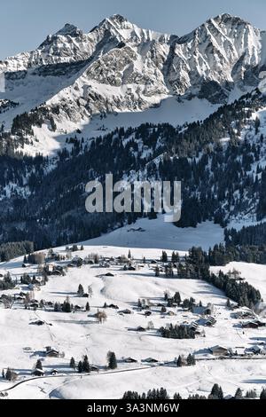 Les Mosses ski village and station, Swiss Alps mountain and ski station ...