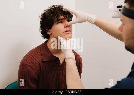 Palpation of the nasal septum. Preparation to septoplasty surgery. ENT ...