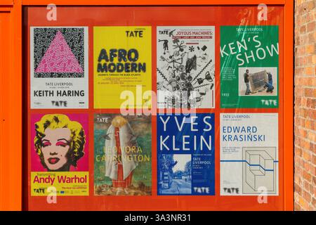 Posters of artist exhibition shows held at Tate Liverpool art gallery ...
