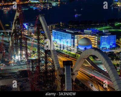 Miami, FL, USA - March 14, 2025: Miami Signature Bridge construction ...