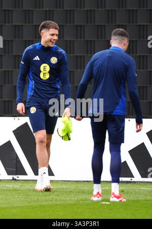 Scotland's George Hirst (left) and team-mates during a training session ...