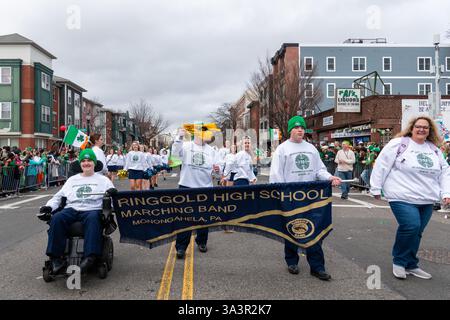Ringgold High School Marching Band at the 2025 South Boston St Patrick ...