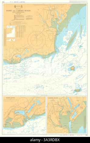 South Wales. Barry & Cardiff Roads/Docks. Admiralty chart #1182. 1974 ...