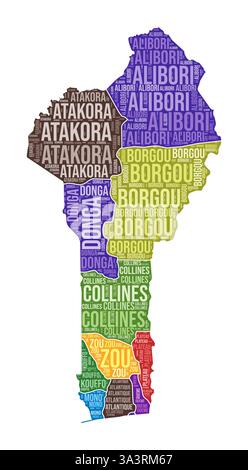 Benin political map of administrative divisions - departments. Grey ...