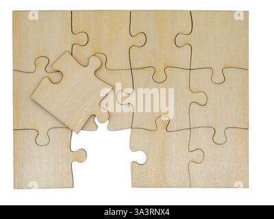 wooden jigsaw puzzle forming a rectangle; problem solving, teamwork and ...