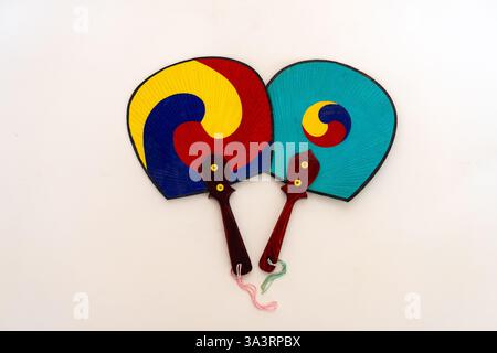 Traditional Korean painted silk Taegeuk hand fan Stock Photo - Alamy