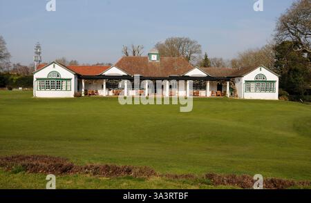 View over 14th Green to the Clubhouse, Woking Golf Club; Woking; Surrey ...