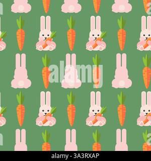Rabbit and carrot cute cartoon pattern seamless. hare and vegetable ...