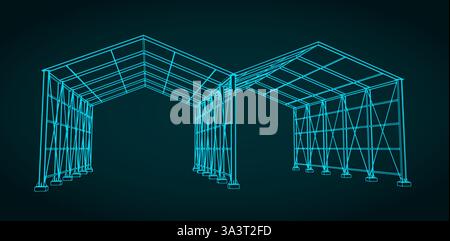 Large industrial shelter shed for equipment storage Stock Vector Image ...