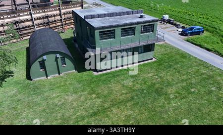 aerial view of RAF Melbourne watch office. forma ww2 military airfield ...