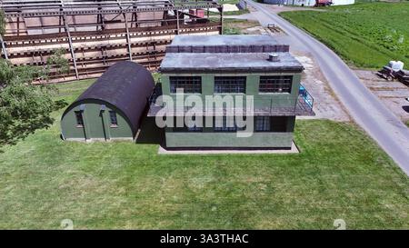 aerial view of RAF Melbourne watch office. forma ww2 military airfield ...