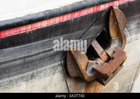 Large rusty metal anchor on a river ship Stock Photo - Alamy