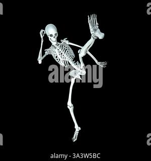 Illustration of a human skeleton in a dynamic jumping pose, showcasing ...