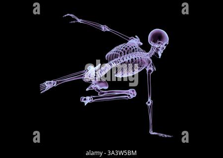 Illustration of a human skeleton in a dynamic jumping pose, showcasing ...