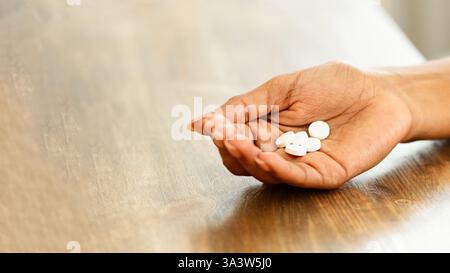 Dietary Supplements. Unrecognizable Black Woman Taking Pills And ...