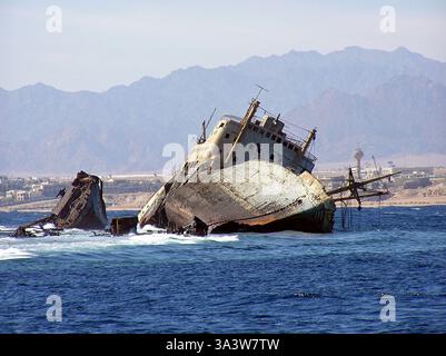 The wreck of the Louilla on Gordon reef, Egypt Stock Photo - Alamy