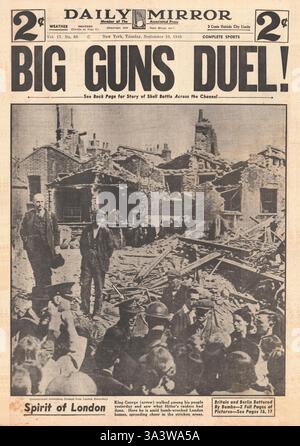 1940 front page Daily Mirror (New York) Massive Luftwaffe bombing raid ...
