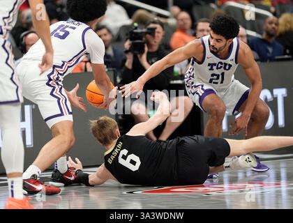 TCU forward David Punch (15) and guard Brock Harding (2) celebrate ...