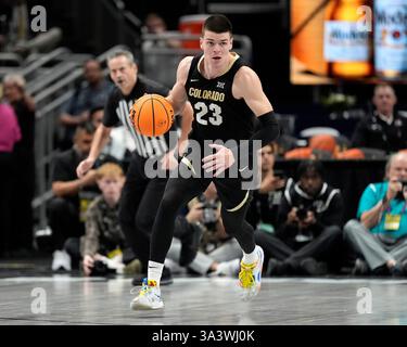 Colorado forward Andrej Jakimovski (23) and Houston guard L.J. Cryer (4 ...
