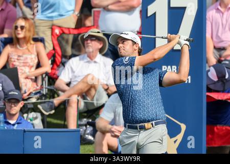 Davis Riley hits on the 17th hole during the third round of the Sony ...