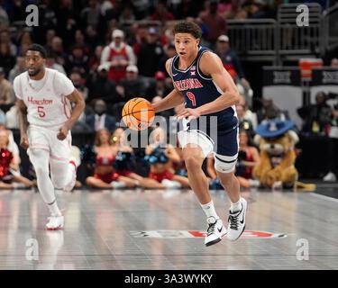 MAR 15 2025: Arizona Wildcats guard Caleb Love (1) drives to the basket ...