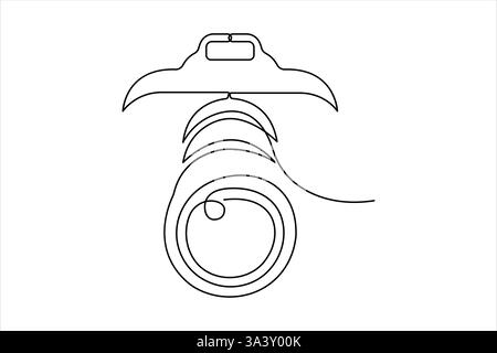 Camera one continuous line drawing of design vector illustration Stock ...