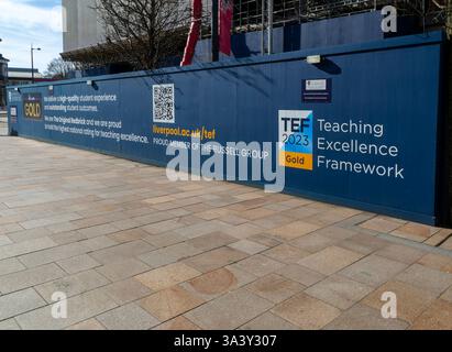 Construction site boards celebrating 2003 Teaching Excellence Framework ...